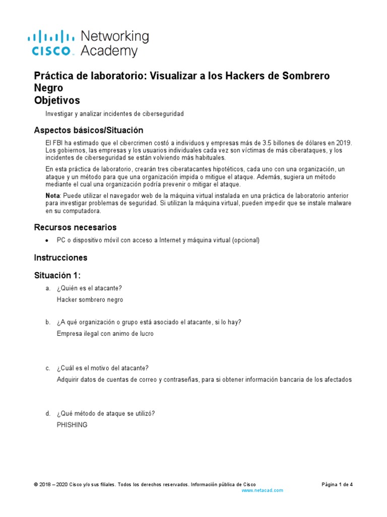 1.3.4 Lab - Visualizing The Black Hats | PDF | Hacker de seguridad | La seguridad informática