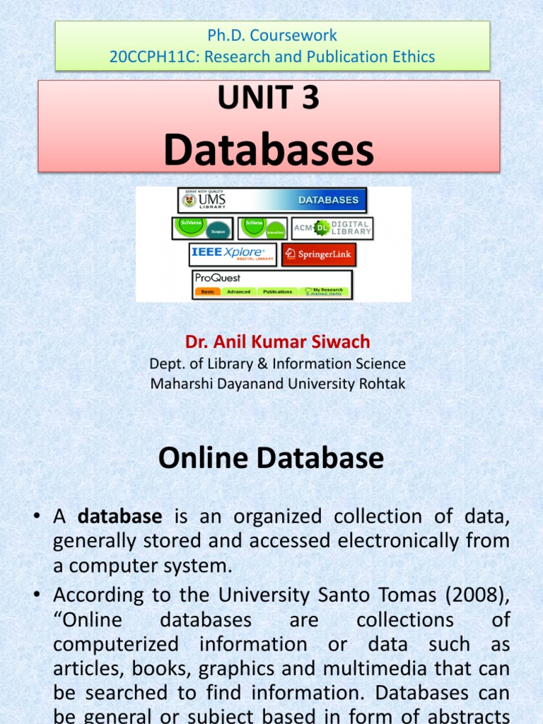 Unit 3 - Databases PDF | PDF | Citation | Academic Journal Unit 3 - Databases PDF | PDF | Citation | Academic Journal
