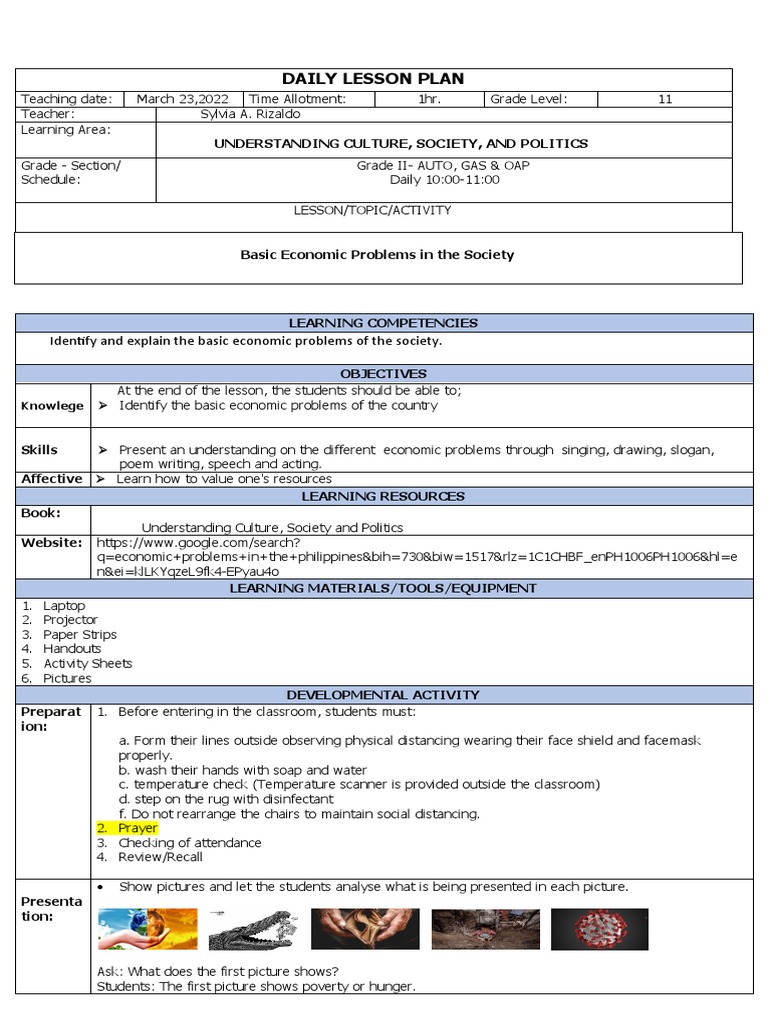 Lesson Plan in Applied Economics | PDF | Climate Change | Poverty