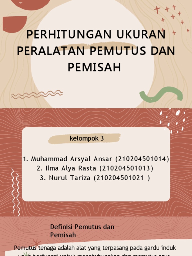 Perhitungan Ukuran Pemutus dan Pemisah Sistem Tenaga Listrik | PDF