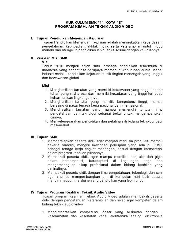 03 - Isi - KTSP - Teknik Audio - Video | PDF