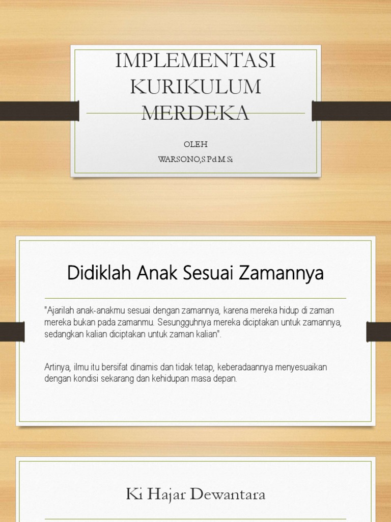 Implementasi Kurikulum Merdeka: Oleh WARSONO, S.Pd.M.Si | PDF