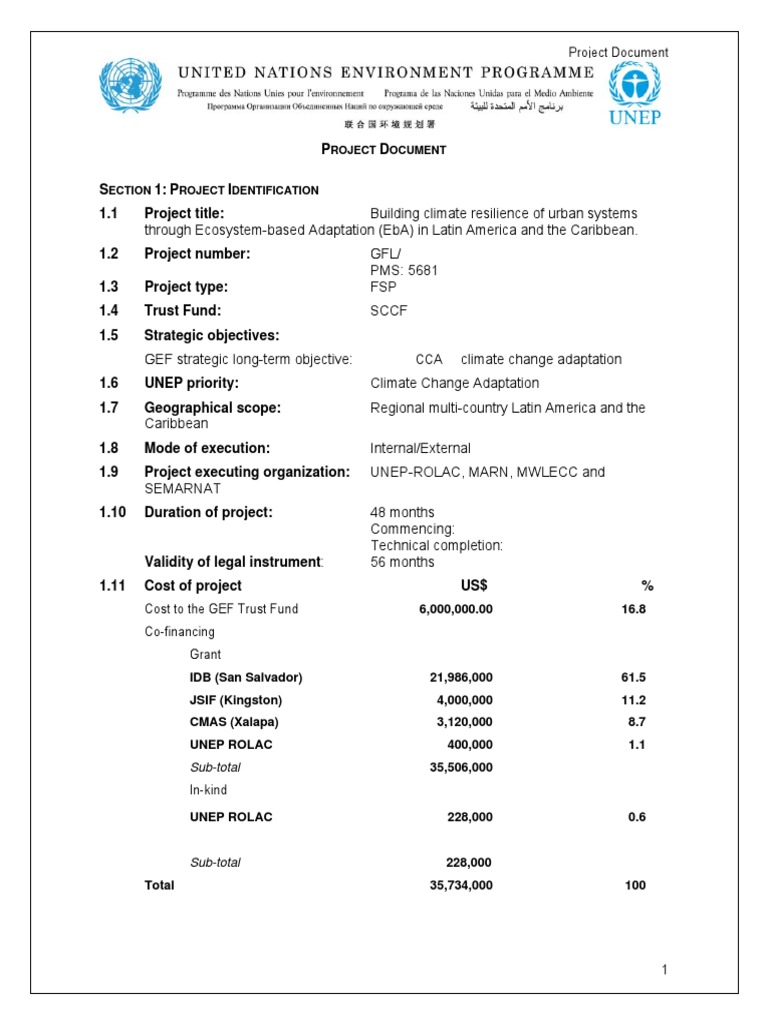 UNEP LAC Urban EbA Project Document 30.08.2016 | PDF | Precipitation ...