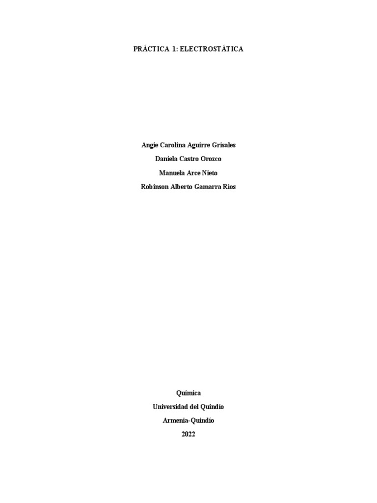Práctica 1. Electrostática | PDF | Electrostática | Electrón