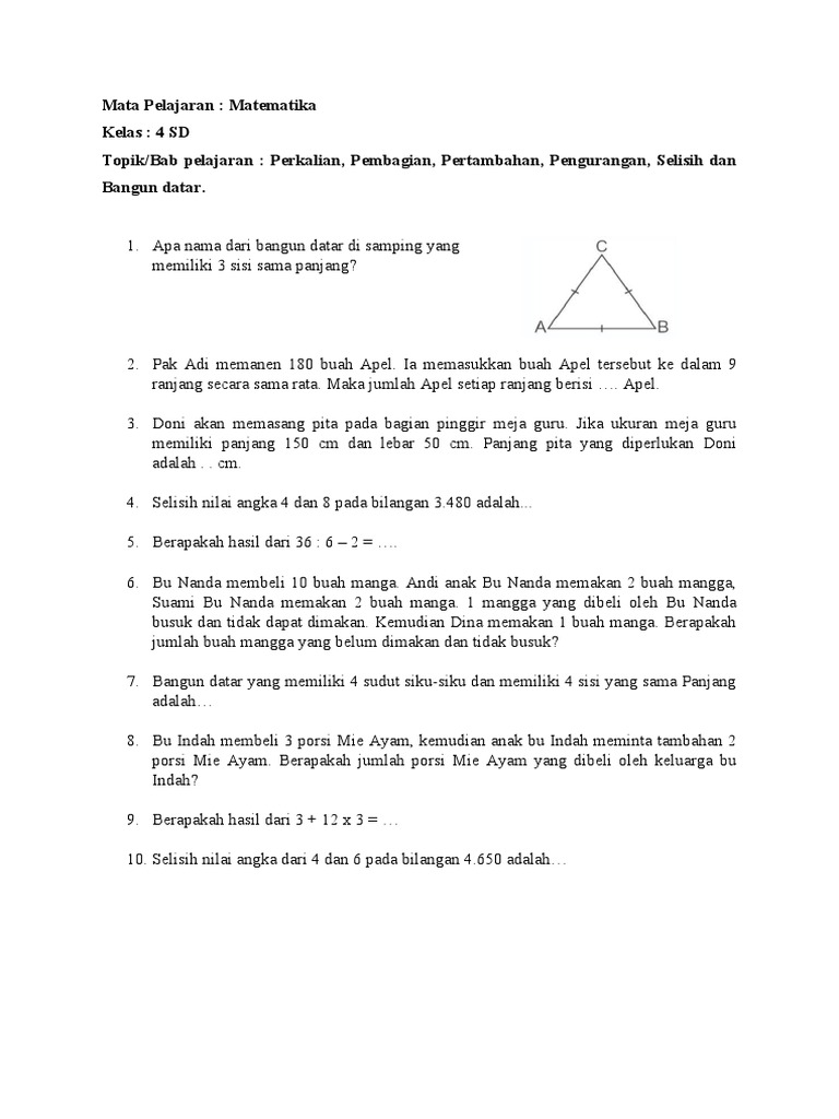 Contoh Tes Prestasi Tipe Karangan | PDF