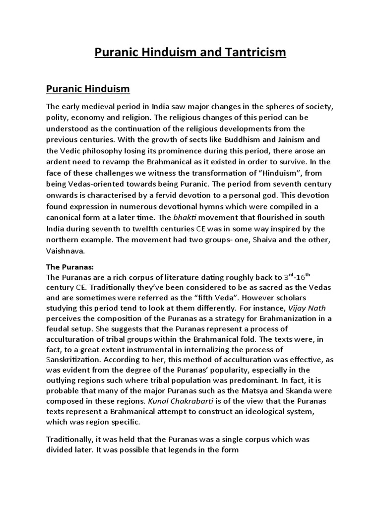 Puranic Hinduism and Tantricism | PDF | Religion & Spirituality