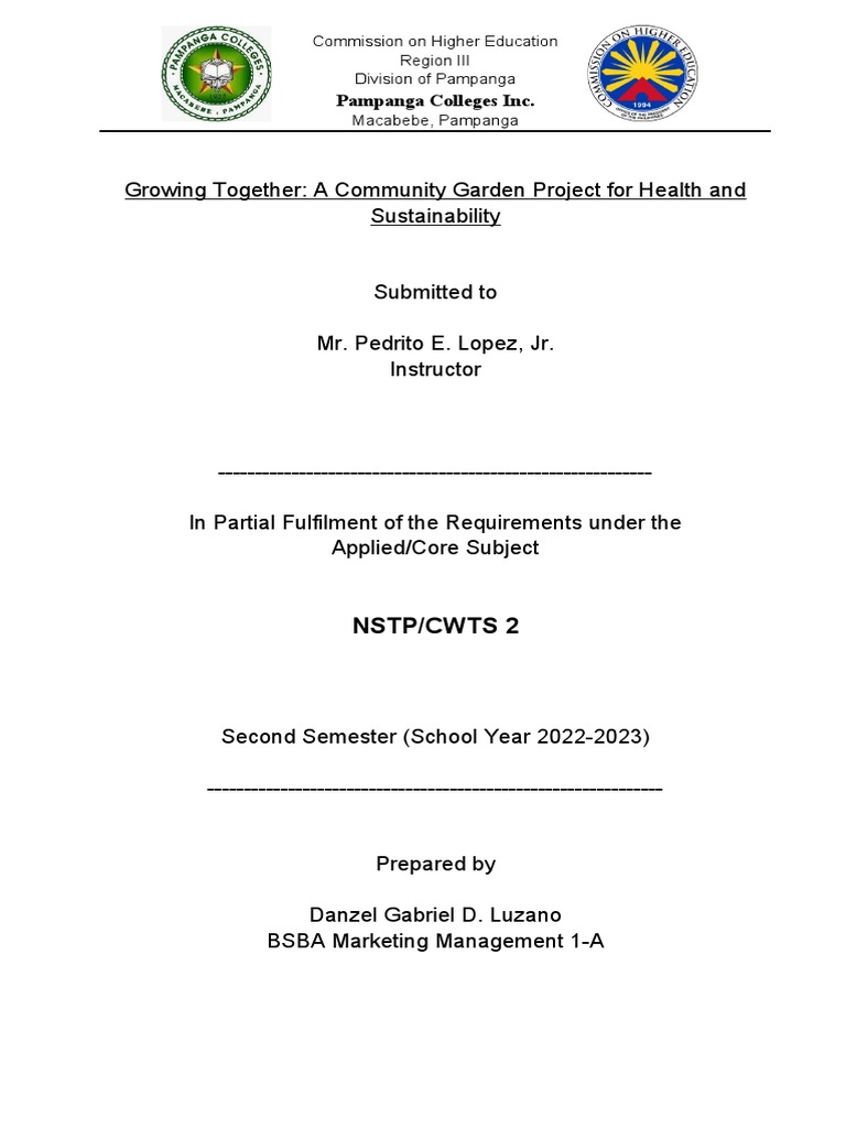 NSTP Project Proposal | PDF | Sustainable Agriculture | Local Food NSTP Project Proposal | PDF | Sustainable Agriculture | Local Food