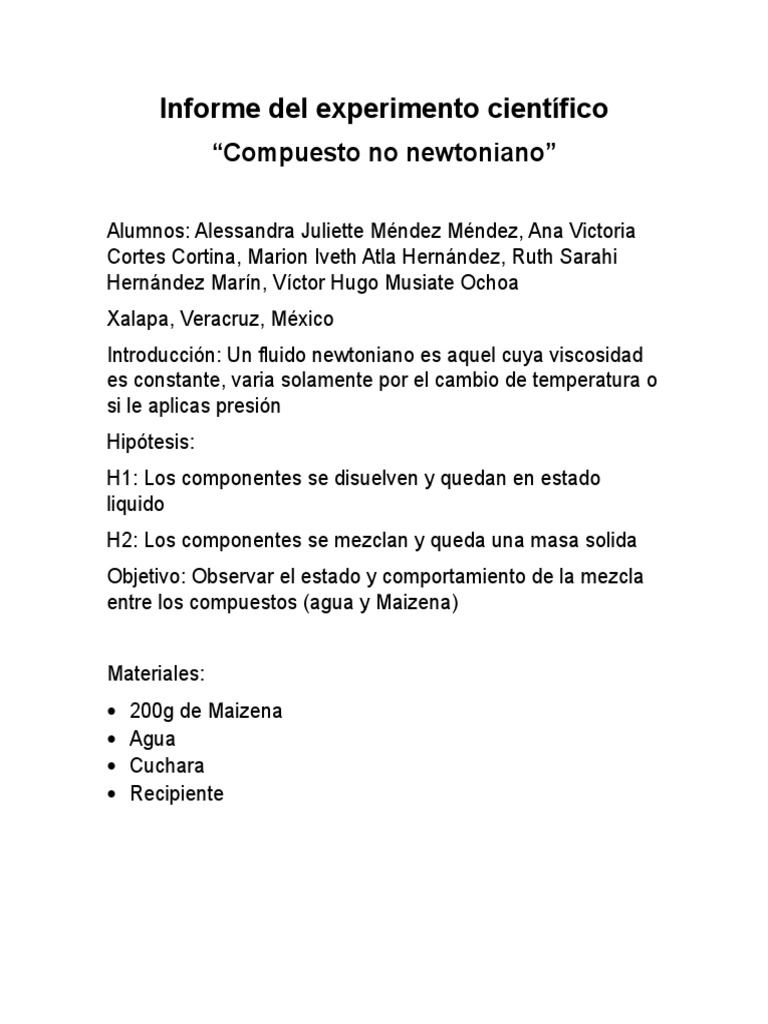 Informe Del Experimento Científico | PDF