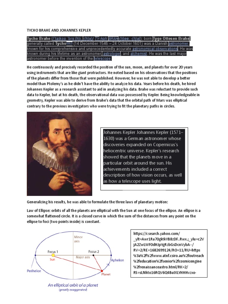 Tycho Brahe and Johannes Kepler | PDF | Tycho Brahe | Johannes Kepler