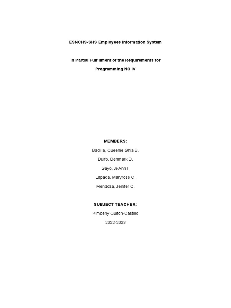 Employees Information System (Documentation) | PDF