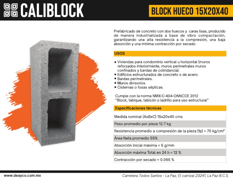 Block Hueco Ficha Tecnica | PDF