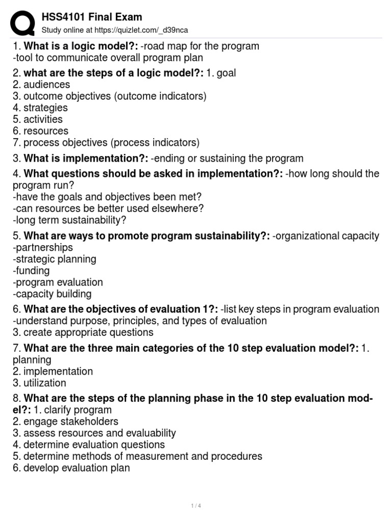 Hss 4101 Quizlet Final | PDF | Evaluation | Statistics