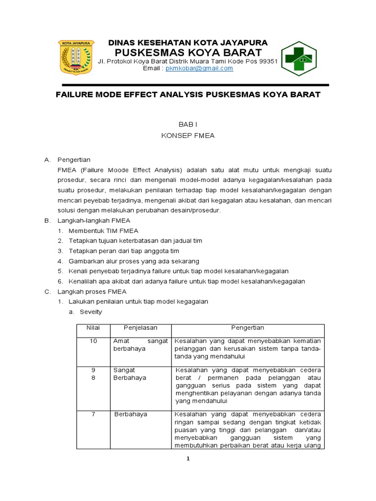 FMEA PKM Koya Barat | PDF
