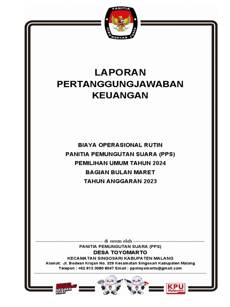 Cover Laporan Pertanggungjawaban (LPJ) PPS Maret | PDF