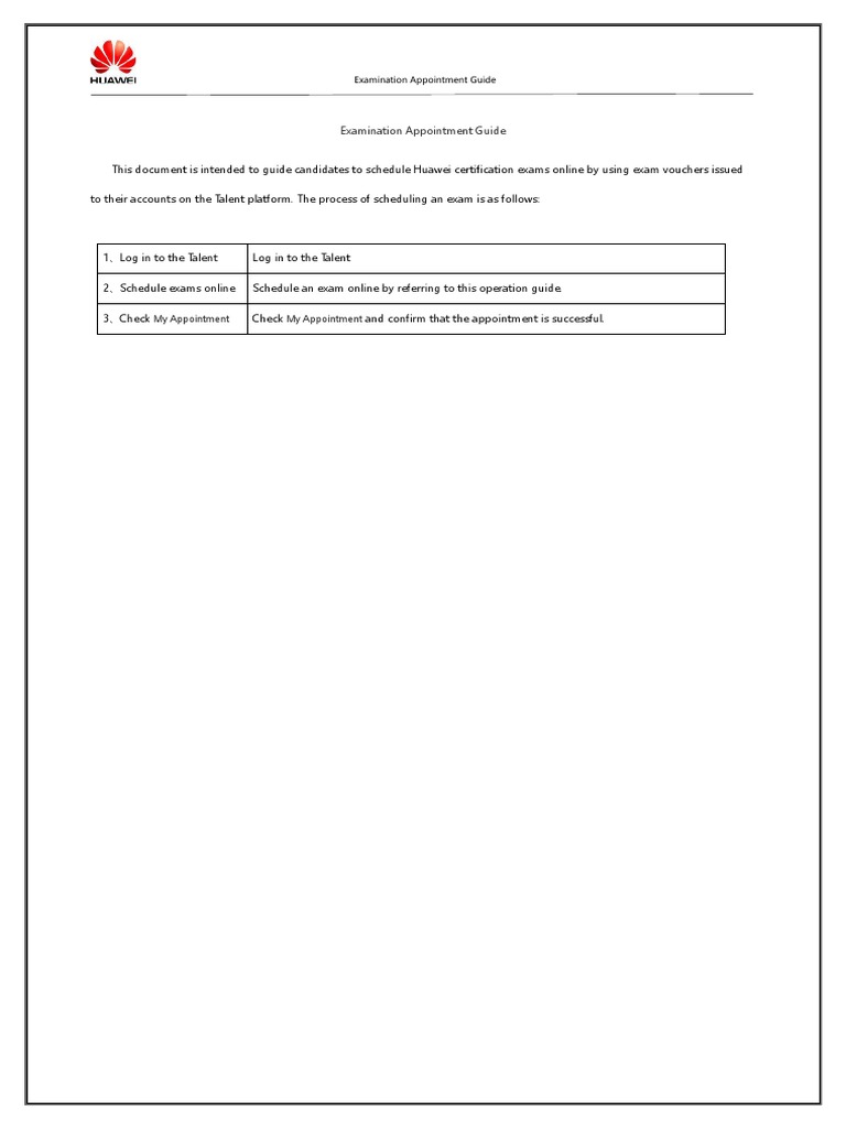 Huawei Certification Examination Appointment Guide | PDF | Voucher | Login