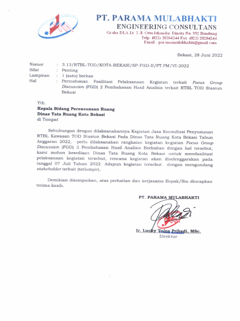 SURAT PERMOHONAN FASILITASI FGD 2 | PDF