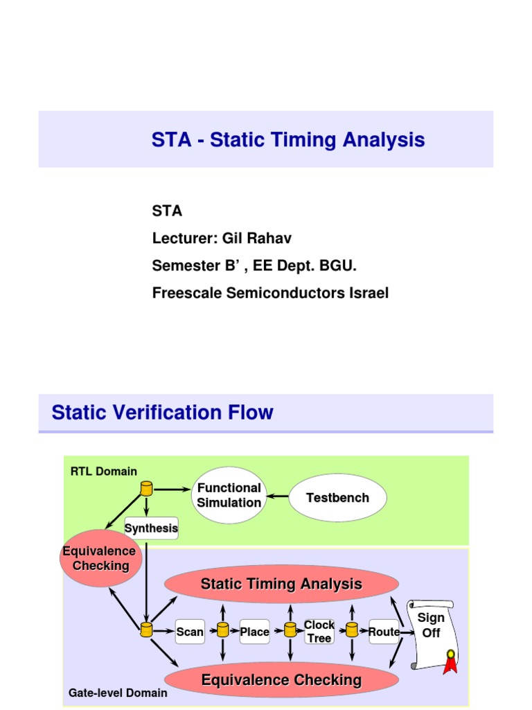 STA_Static_Timing_Analysis | PDF | Formal Verification | Logic Synthesis
