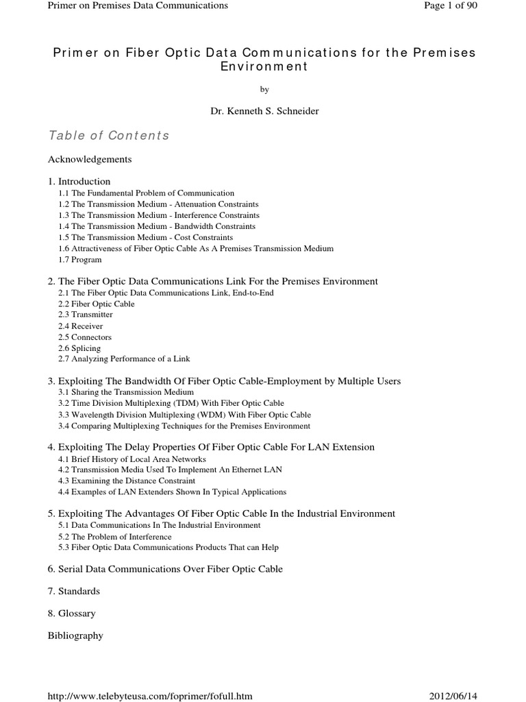 Primer On Fiber Optic Data Communications For The Premises Environment ...