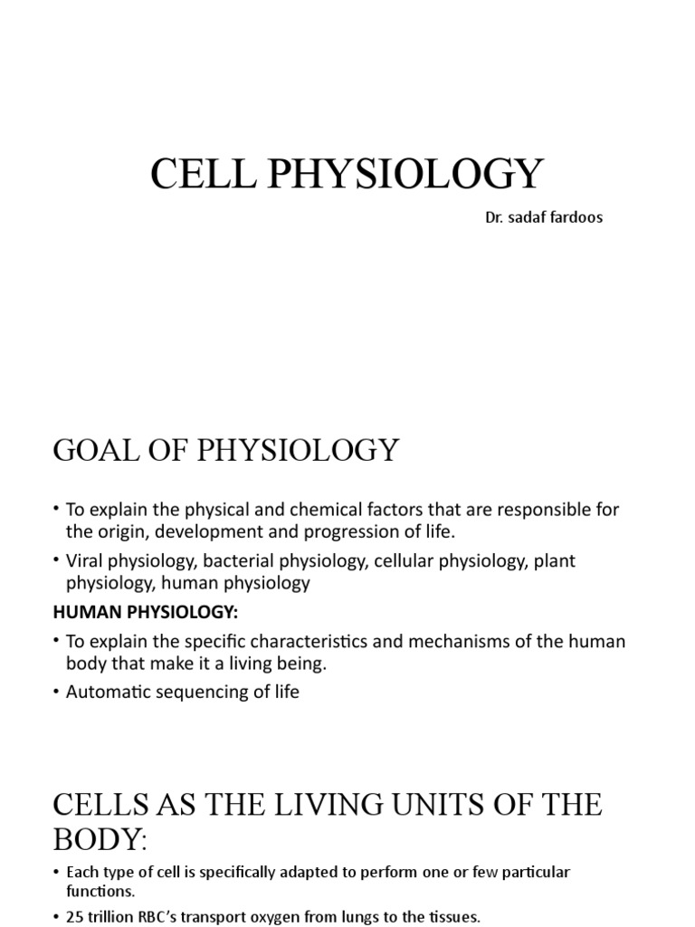 1 - Cell Physiology | PDF | Cell Membrane | Adenosine Triphosphate