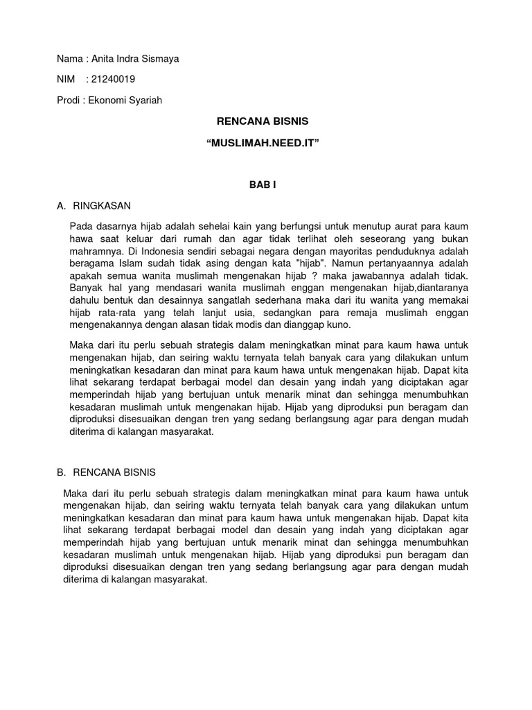 21240019-Anita Indra S-Manajemen Bisnis Tugas UTS PDF | PDF