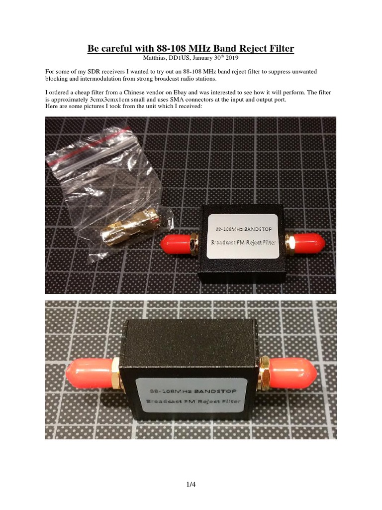88-108 MHZ Band Reject Filter 1v0 | PDF