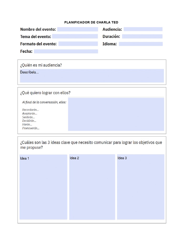 Planificador de Charla Ted PDF | PDF