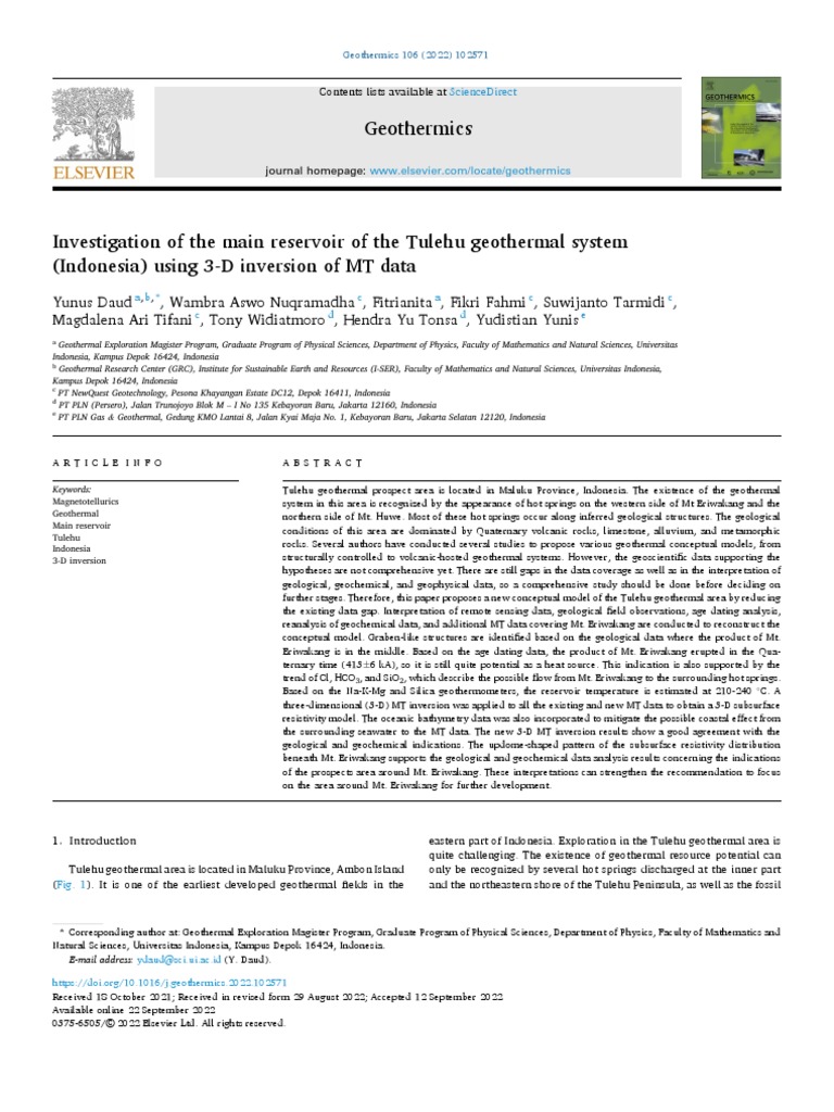 Paper Tulehu Geothermics | PDF | Geology | Nature