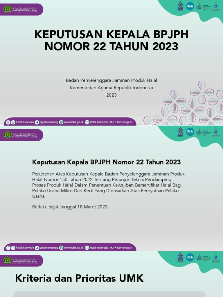 Kepkaban BPJPH No. 22 Tahun 2023 | PDF