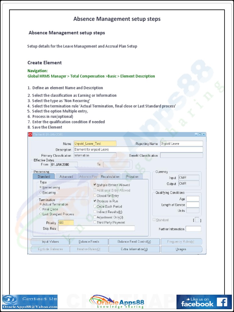 Absence Management Setup Steps.pdf | PDF | Accrual | Computing