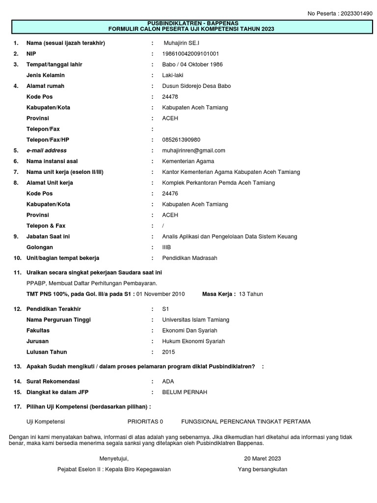 Pendaftaran Ujikom 2023 | PDF