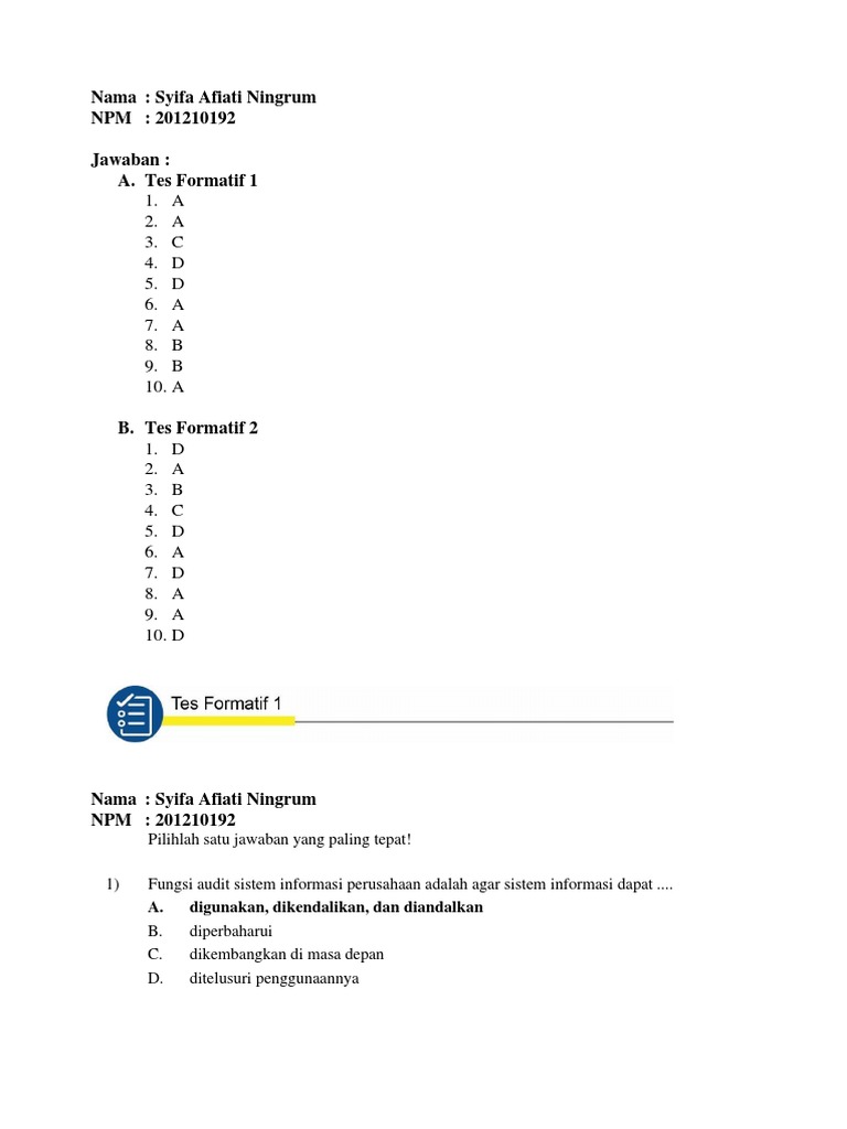 Syifa Afiati Ningrum - Kuis Audit SI - AS20KA | PDF