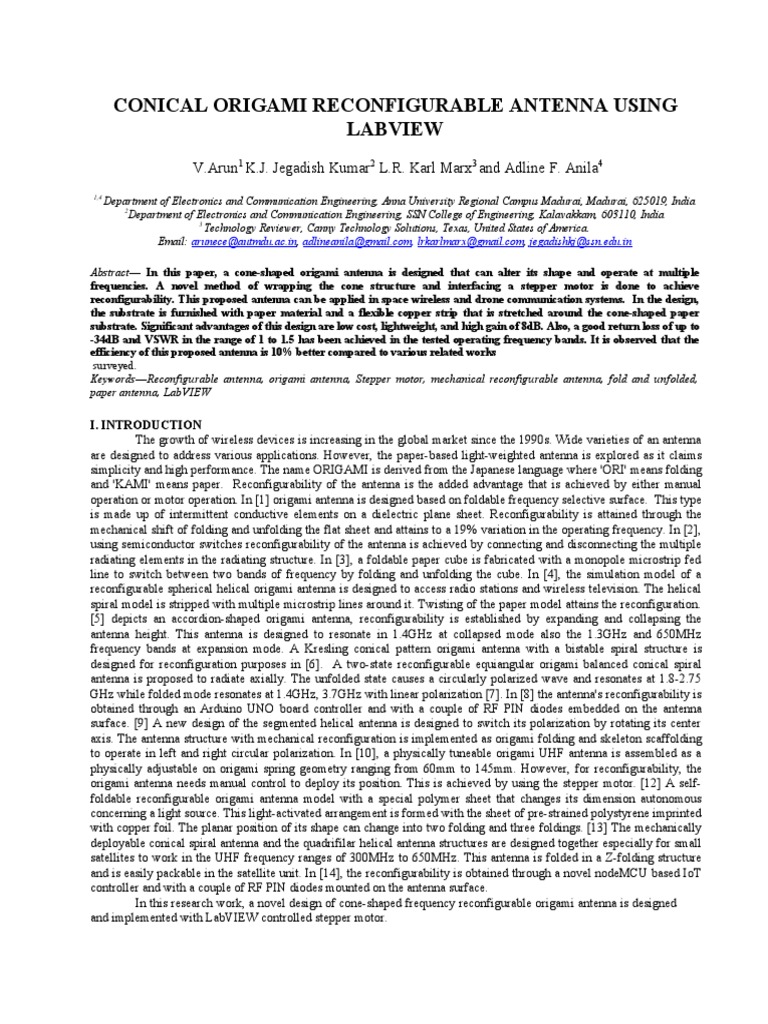 Conical Origami Reconfigurable Antenna Using Labview | PDF | Electric ...