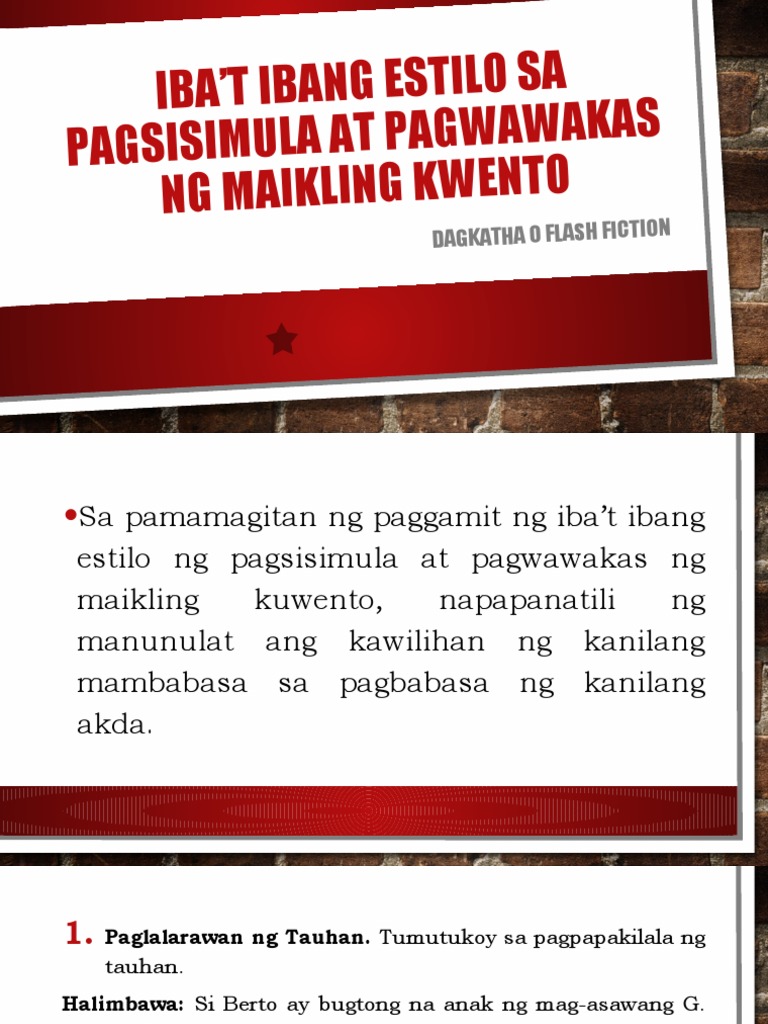 2.4 Estilo Sa Pagsisimula at Pagwawakas NG Maikling Kwento | PDF