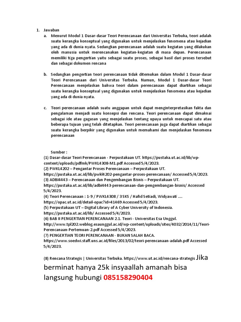 Teori Perencanaan TMK 1 | PDF