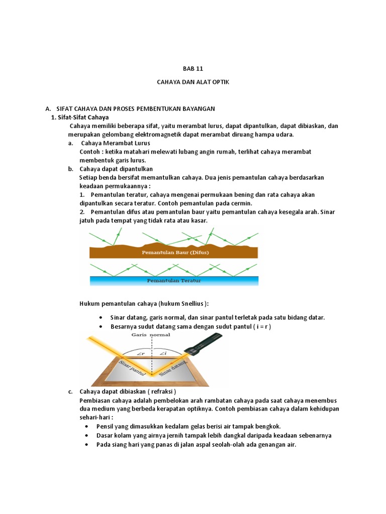 Sifat Cahaya dan Alat Optik dalam Pembentukan Bayangan | PDF
