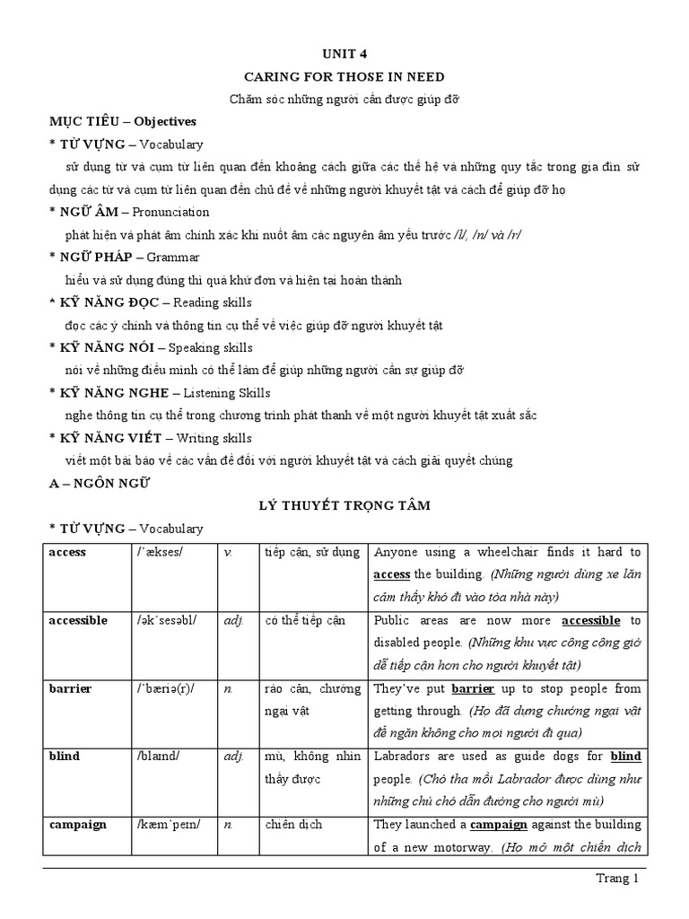 Unit 4 - Caring For Those in Need | PDF