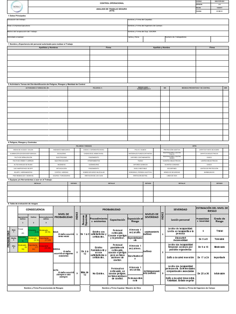 FOR-SSO-022 Formato de ATS v.03 | PDF