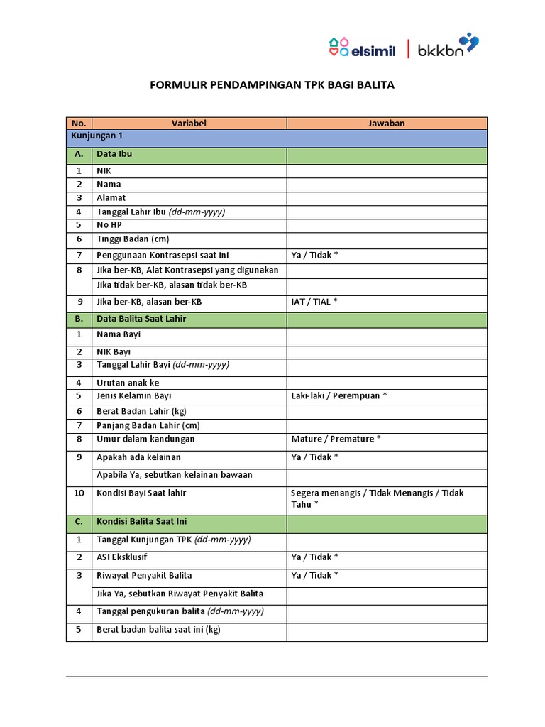 Form Elsimil Manual (Balita) | PDF