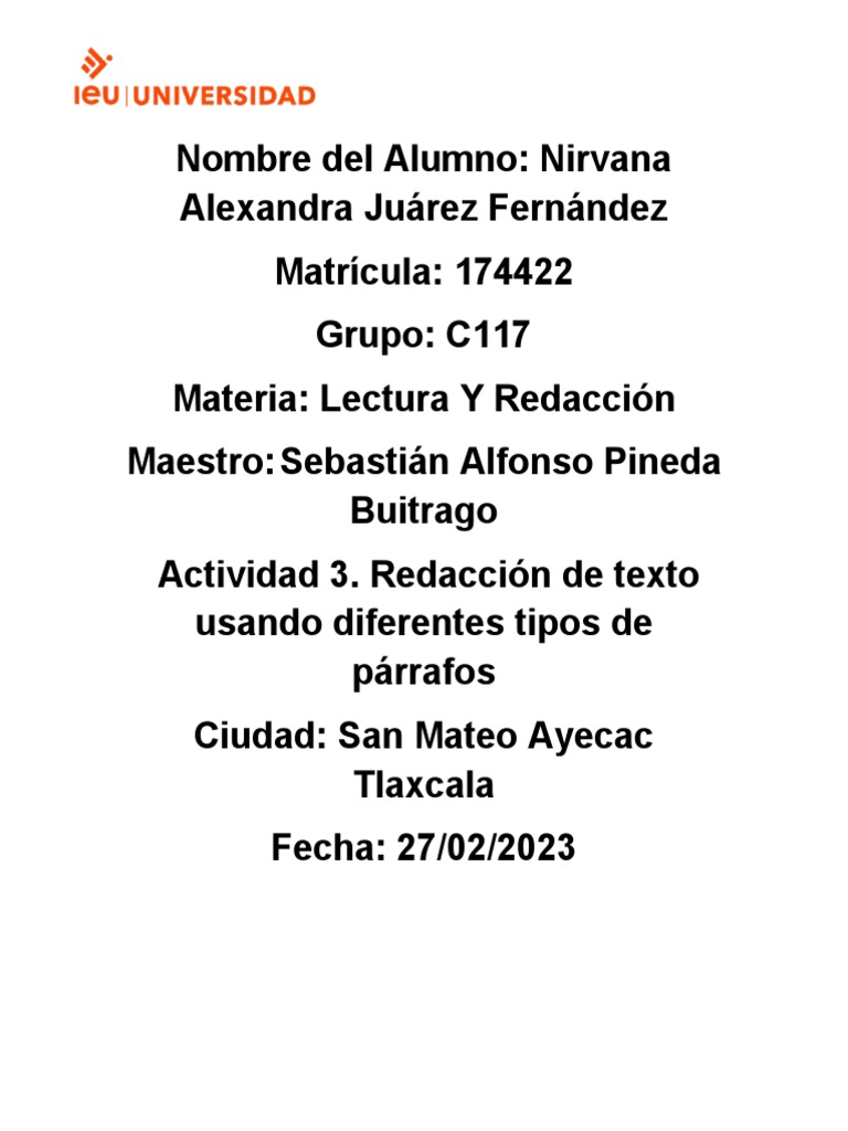 Act. 3 Lectura y Redacción Ieu | PDF | Aprendizaje | Enseñando