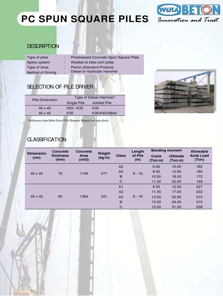 Brosur PC Spun Square piles-WIKABETON | PDF | Technology & Engineering