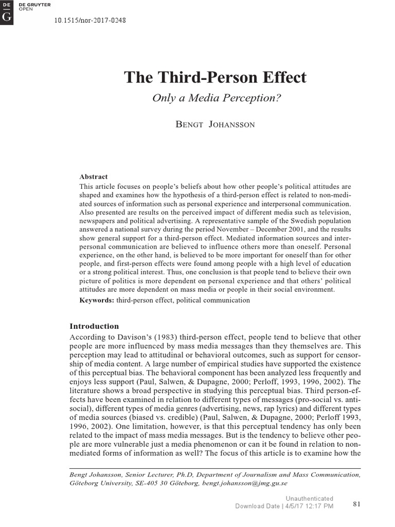 The Third Person Effect PDF | PDF | Social Psychology | Mass Media