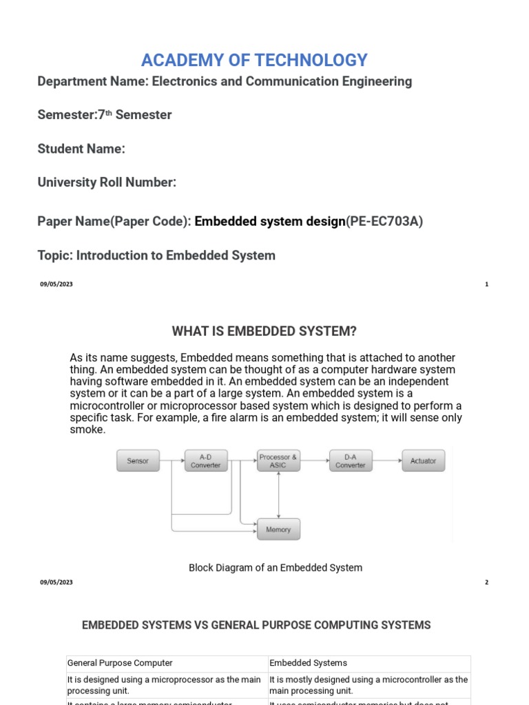 Embedded Systems Introduction | PDF | Embedded System | Programming