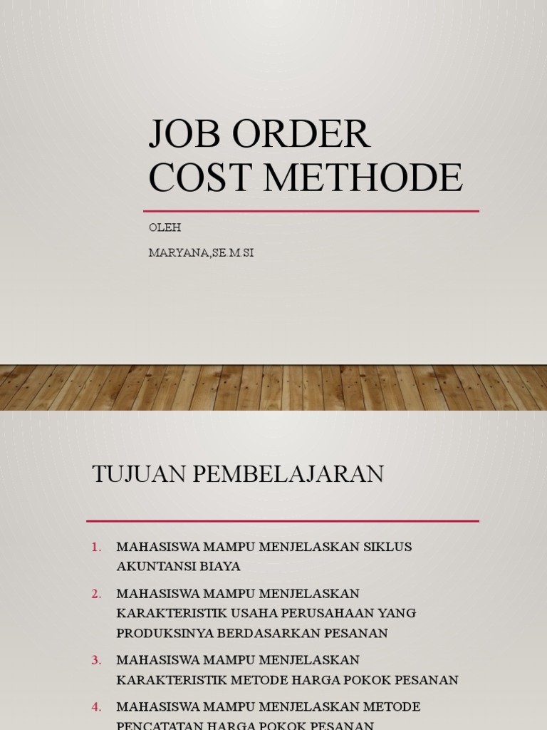 Cost 2 Job Order Cost Methode | PDF