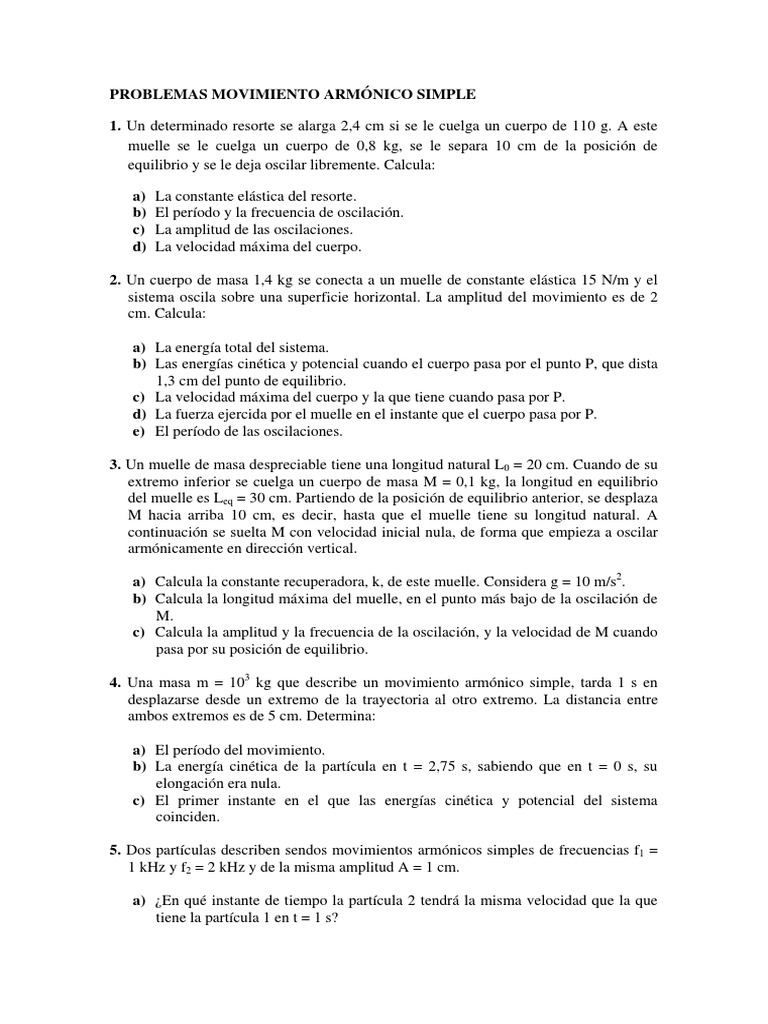Problemas MAS | PDF | Oscilación | Cantidad