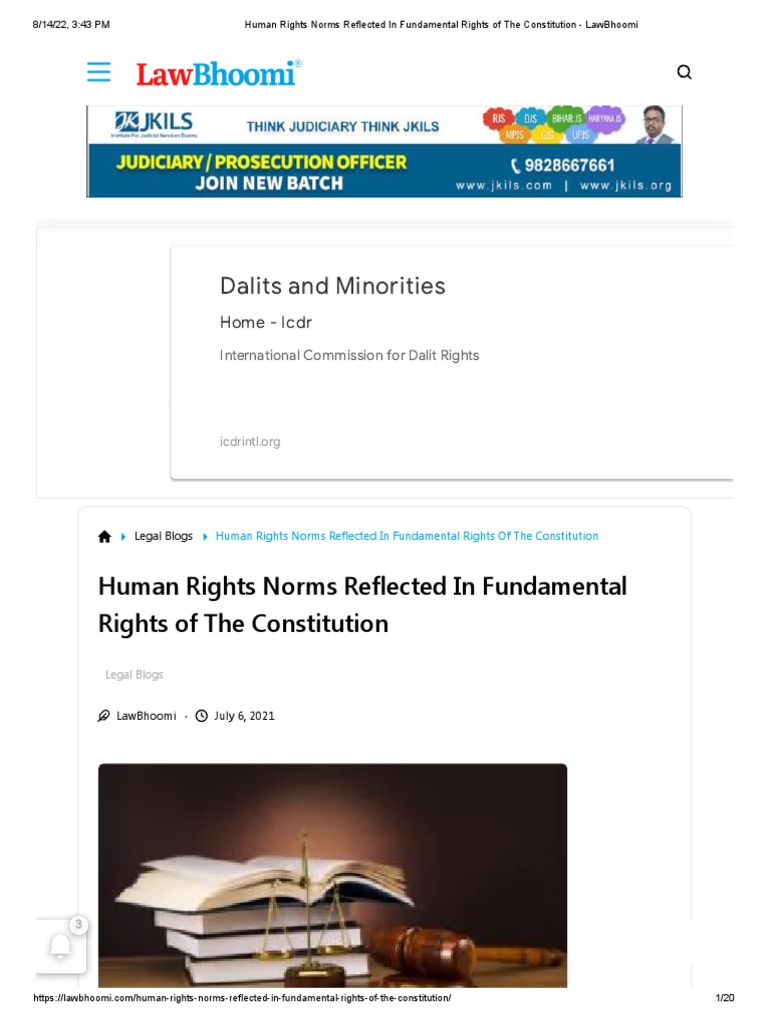 Human Rights Norms Reflected in Fundamental Rights of The Constitution - LawBhoomi | Download ...