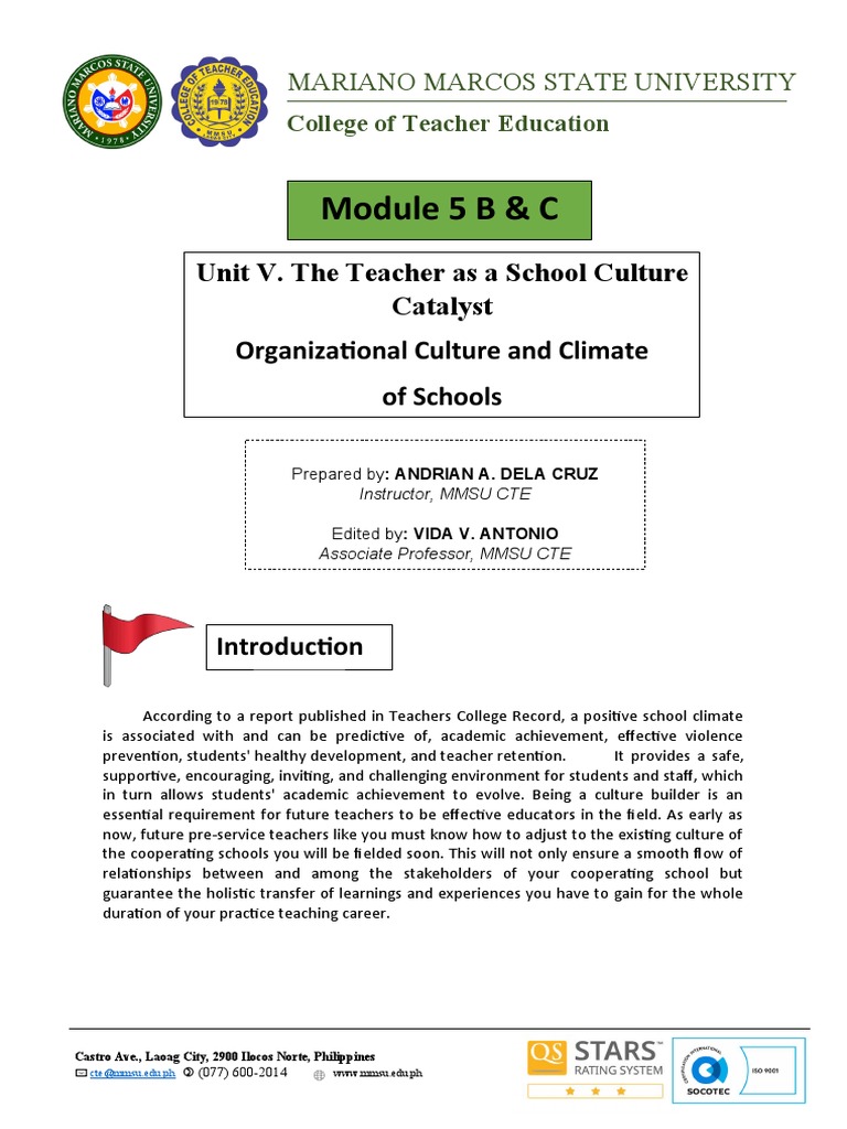 EDUC 147 Module 5BC | PDF | Teachers | Organizational Culture