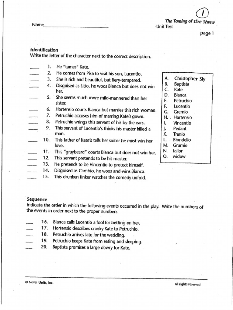 Shrew Unit TEST 6 PDF | PDF