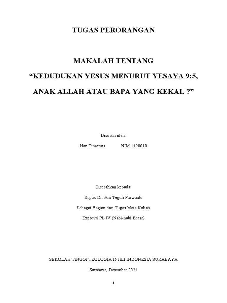 Han Timotius - Makalah Exp. PL IV - Pak Teguh | PDF