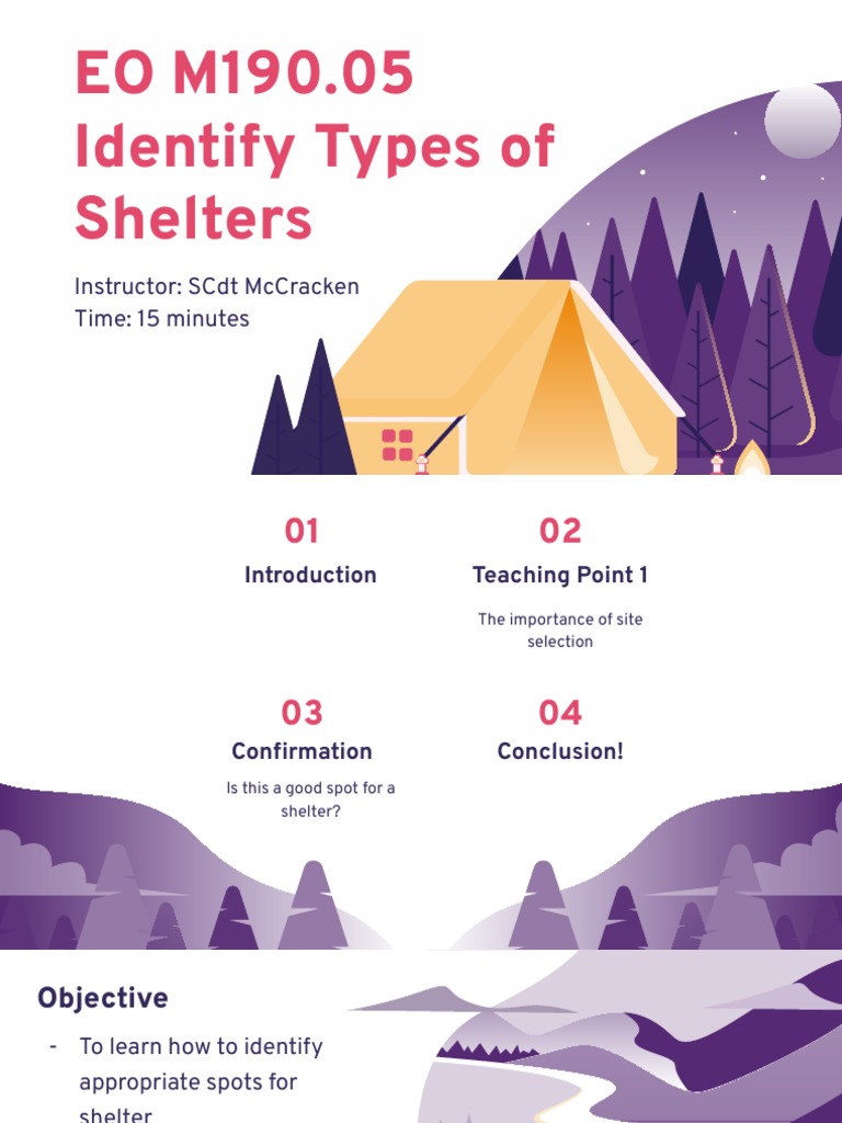 EO M190.05 - Identify Types of Shelters (RCACC) | PDF | Water | Earth ...