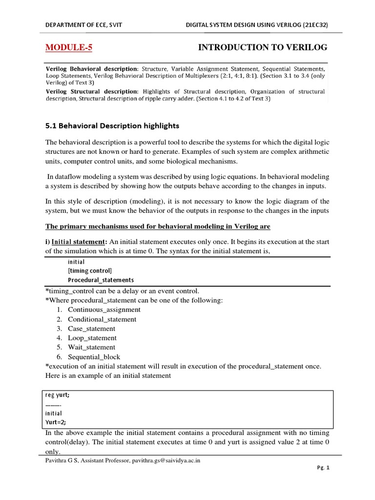 Module 5 DSDV (Nep) | PDF | Control Flow | Vhdl